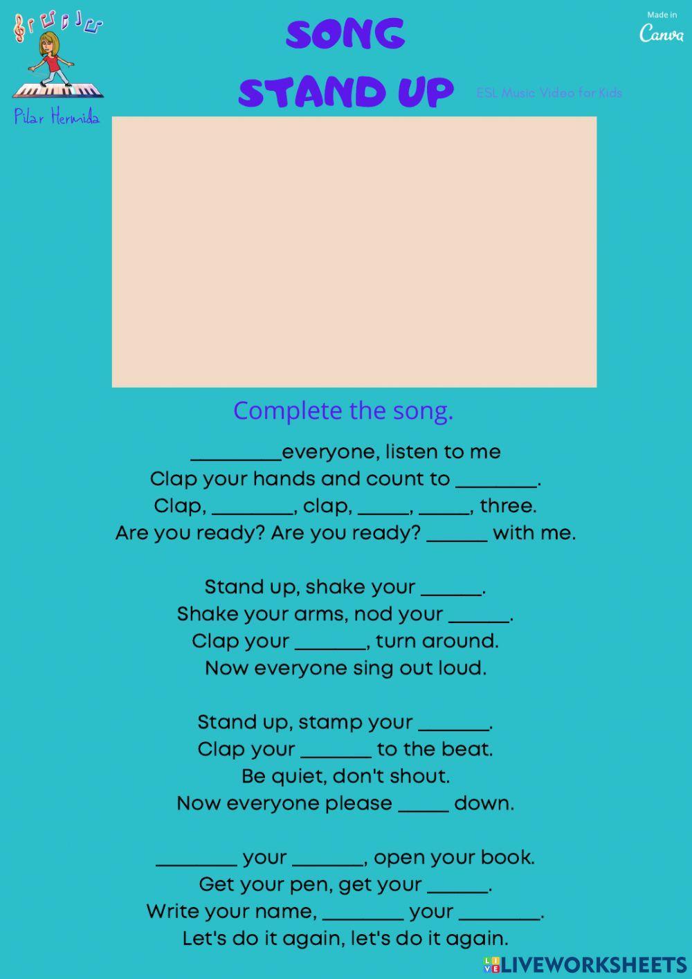 SONG STAND UP -… | Free Interactive Worksheets | 2195650