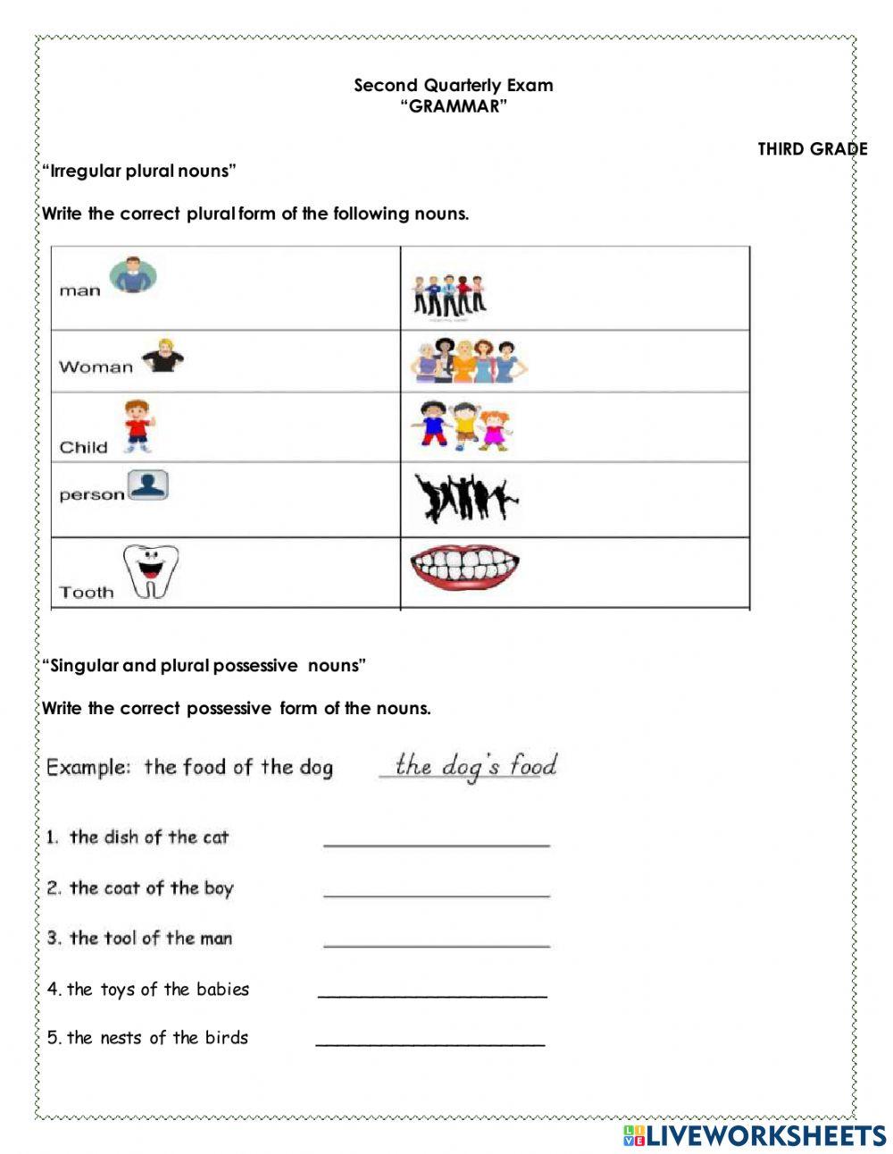 Grammar online exercise for 3rd | Live Worksheets