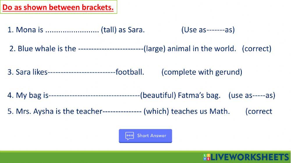 Answer the following 766387 | Maha | LiveWorksheets