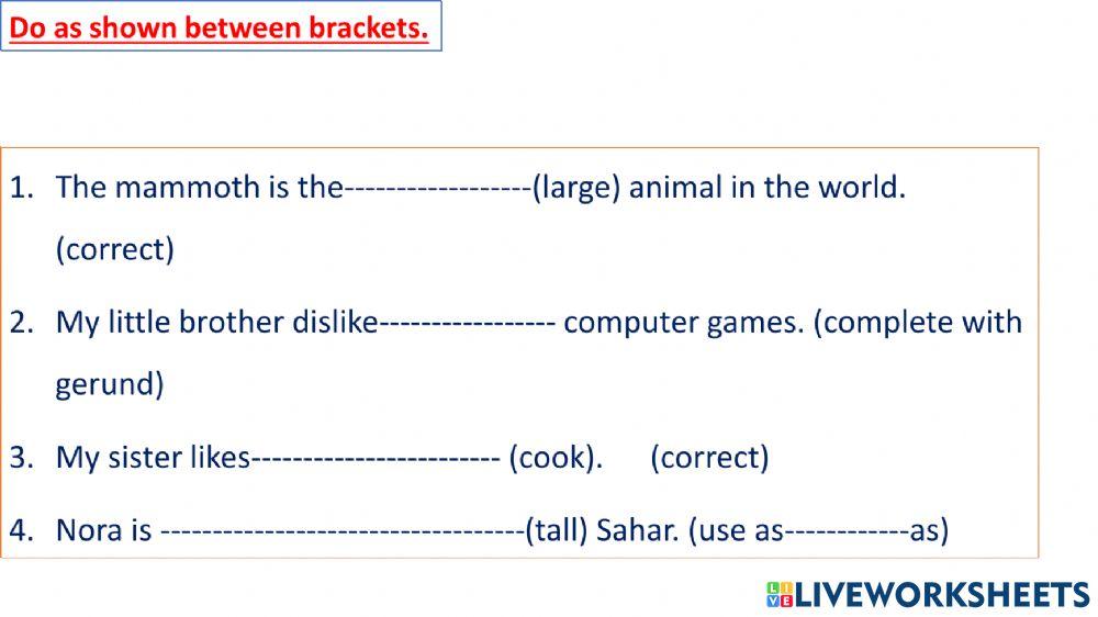 Answer the following | Live Worksheets