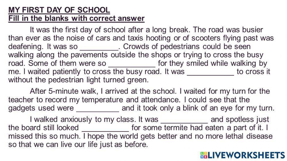 Adjective text worksheet | Live Worksheets