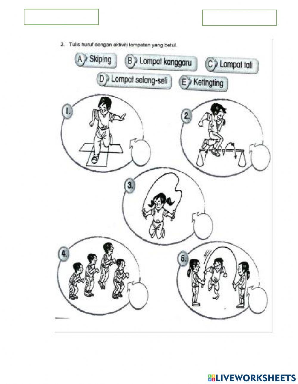 Pergerakan lokomotor activity for 1-6 | Live Worksheets
