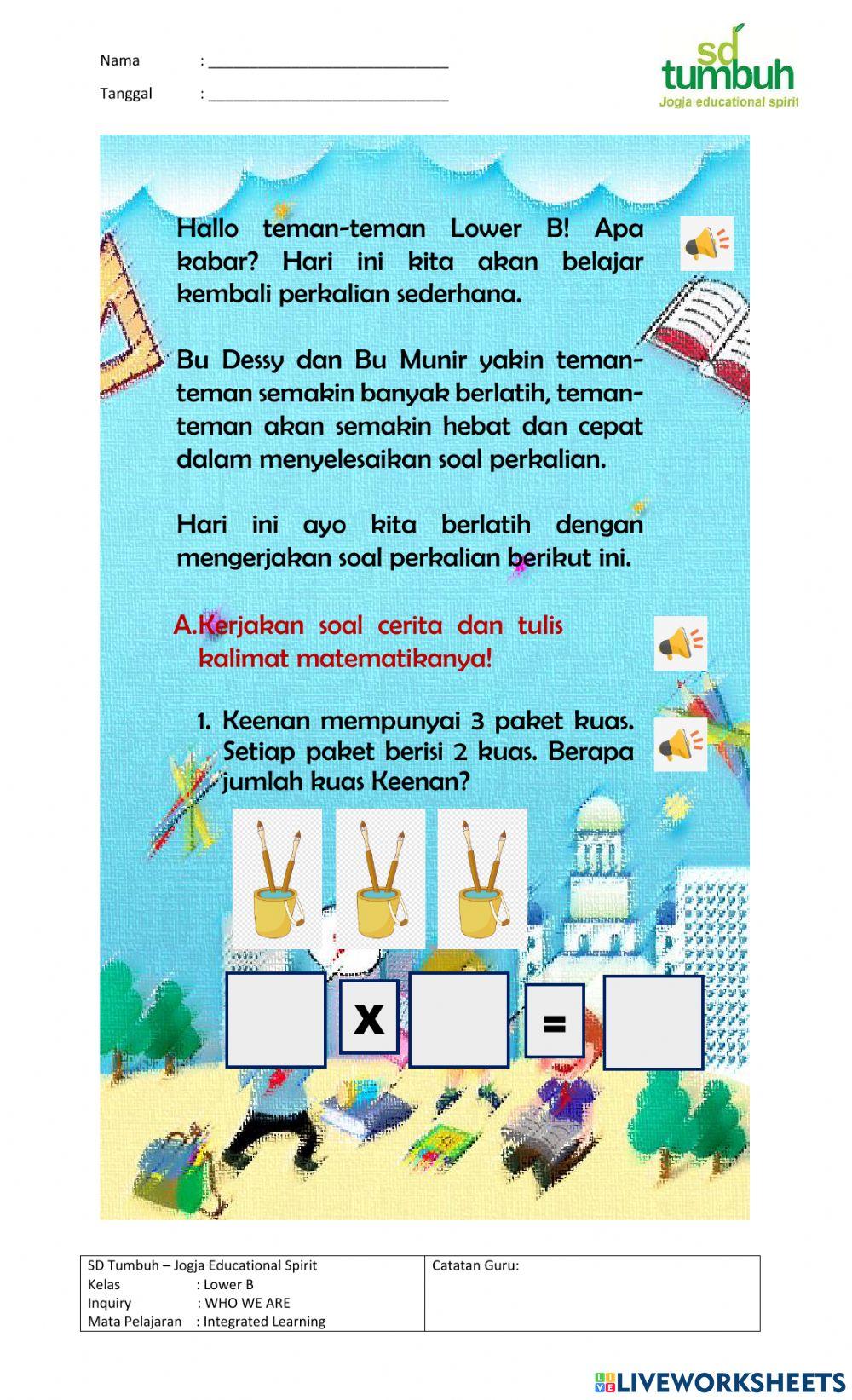 Berlatih Perkalian interactive worksheet | Live Worksheets