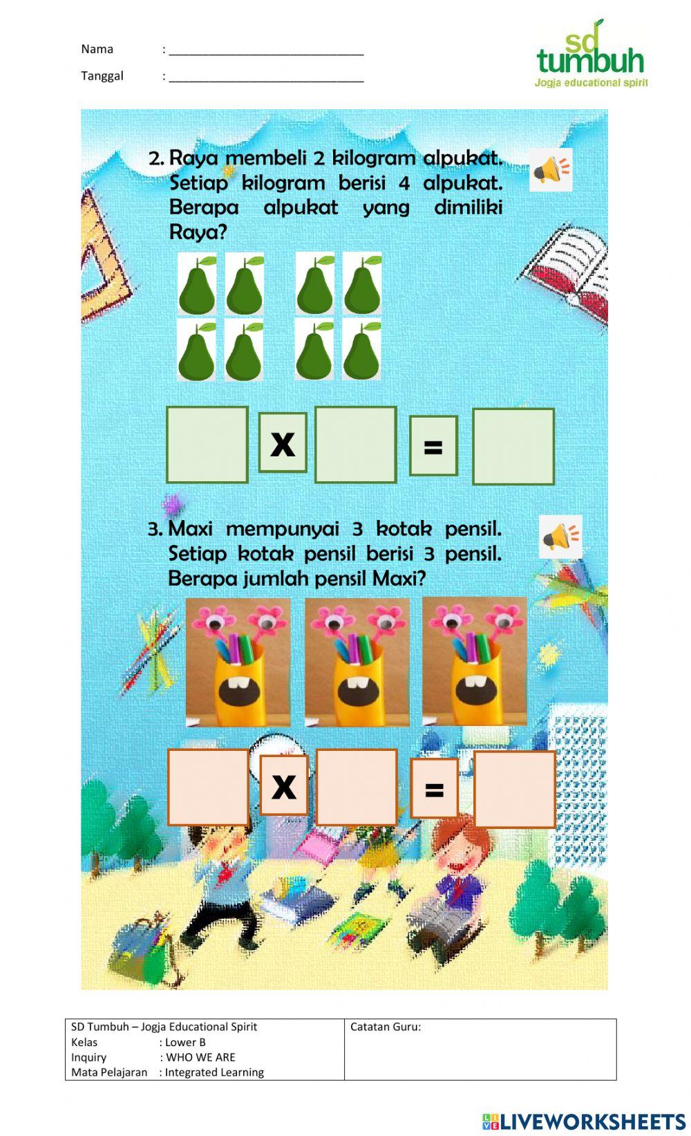 Berlatih Perkalian interactive worksheet | Live Worksheets