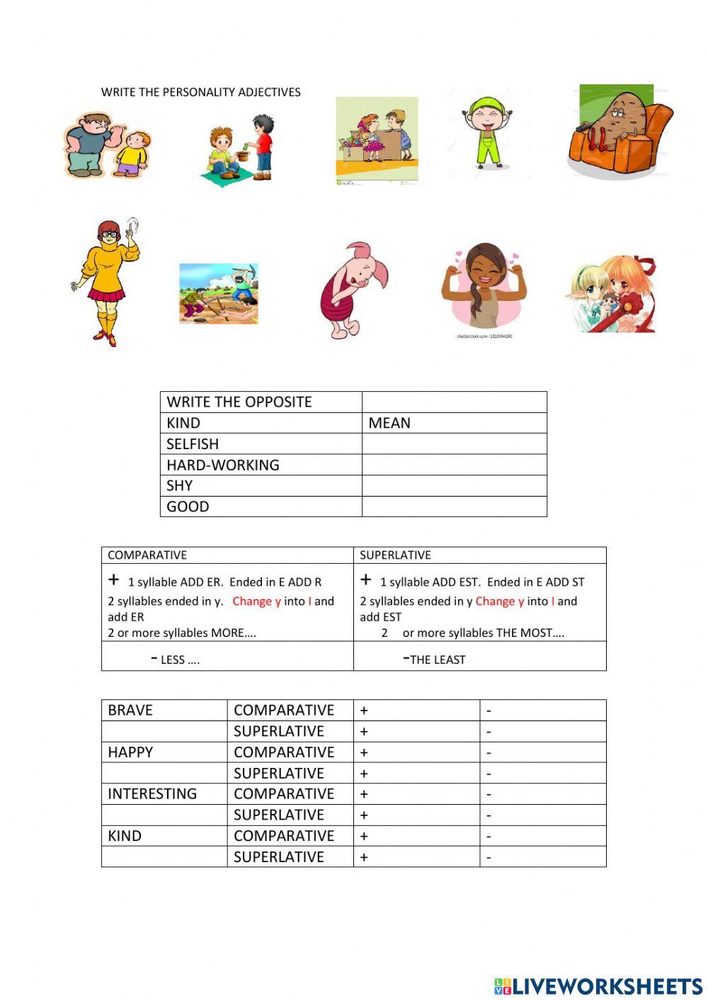 Comparative and superlative interactive exercise for Grade 6 | Live ...