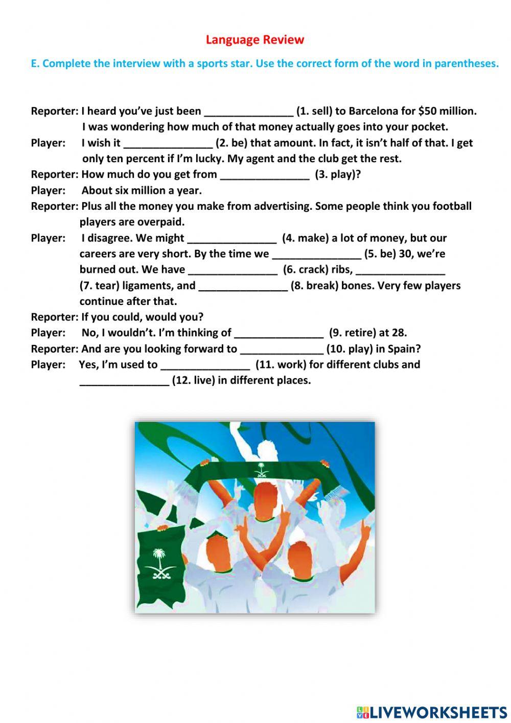 Mega goal worksheet | Live Worksheets