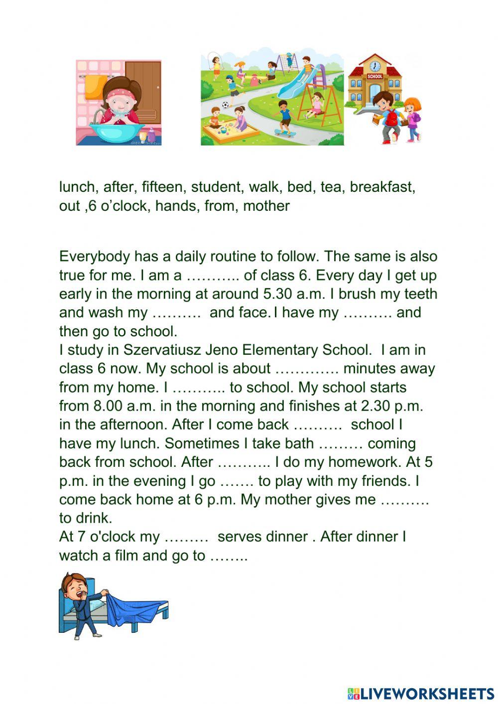 768634 | Daily routine | kovadel24 | LiveWorksheets