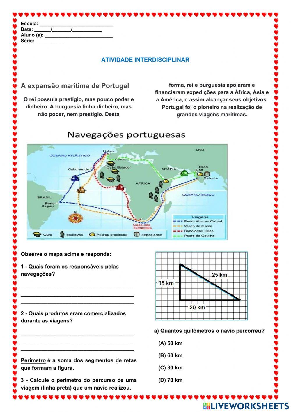 Atividade Interdisciplinar Expansão Marítima worksheet | Live Worksheets