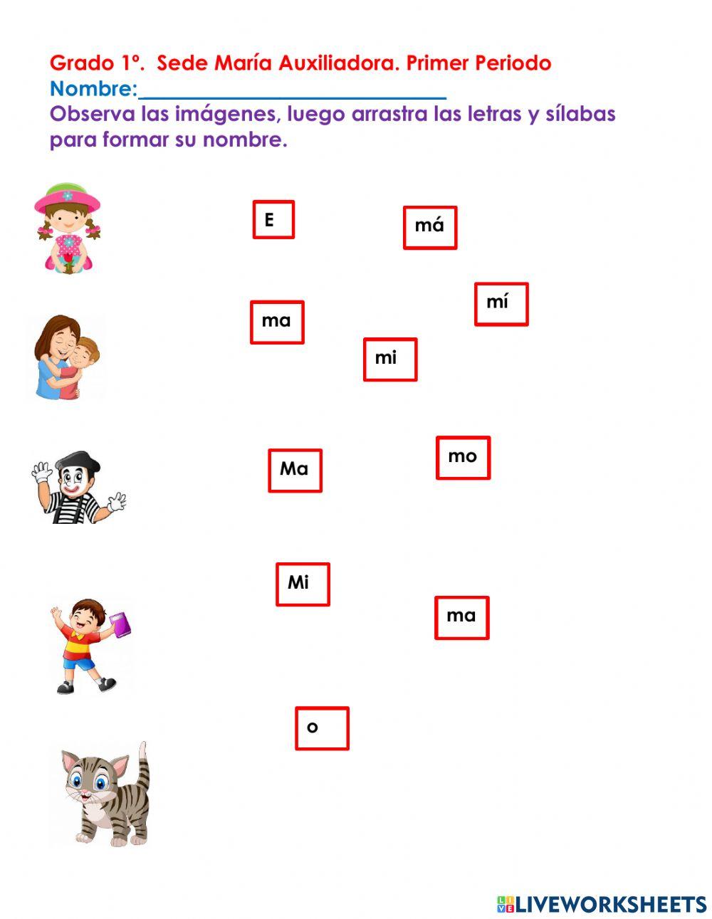 Actividad arrastra la sílaba o letra (consonante Mm) online exercise ...