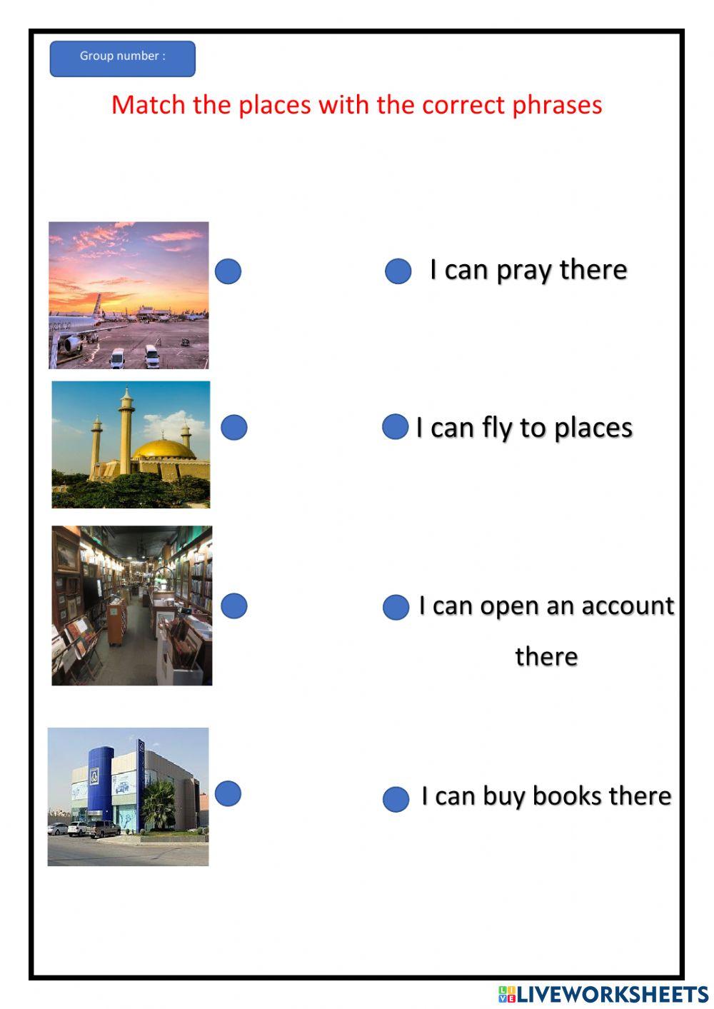 Places online exercise for 1 middle | Live Worksheets