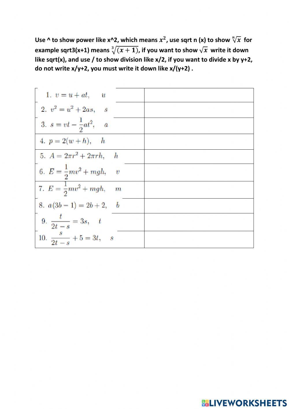 BIDMAS & Transp… | Free Interactive Worksheets | 770414