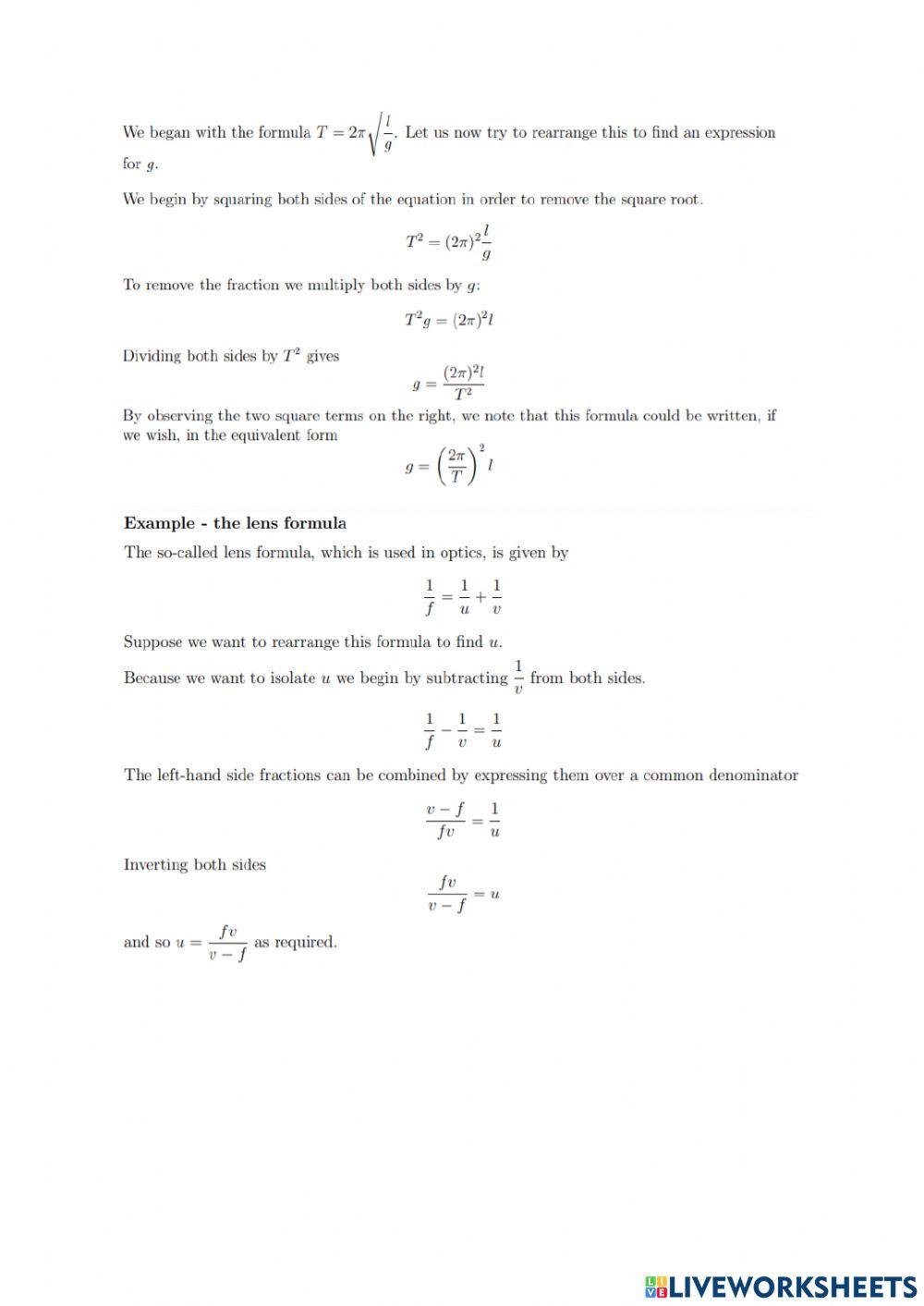 BIDMAS & Transp… | Free Interactive Worksheets | 770414