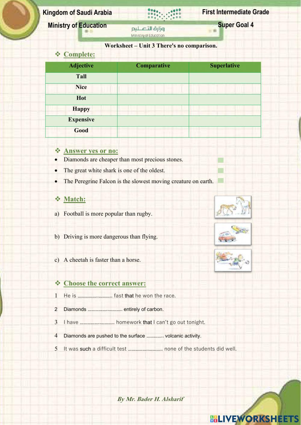 Super goal 4 Worksheet – Unit 3 There's no comparison worksheet | Live ...