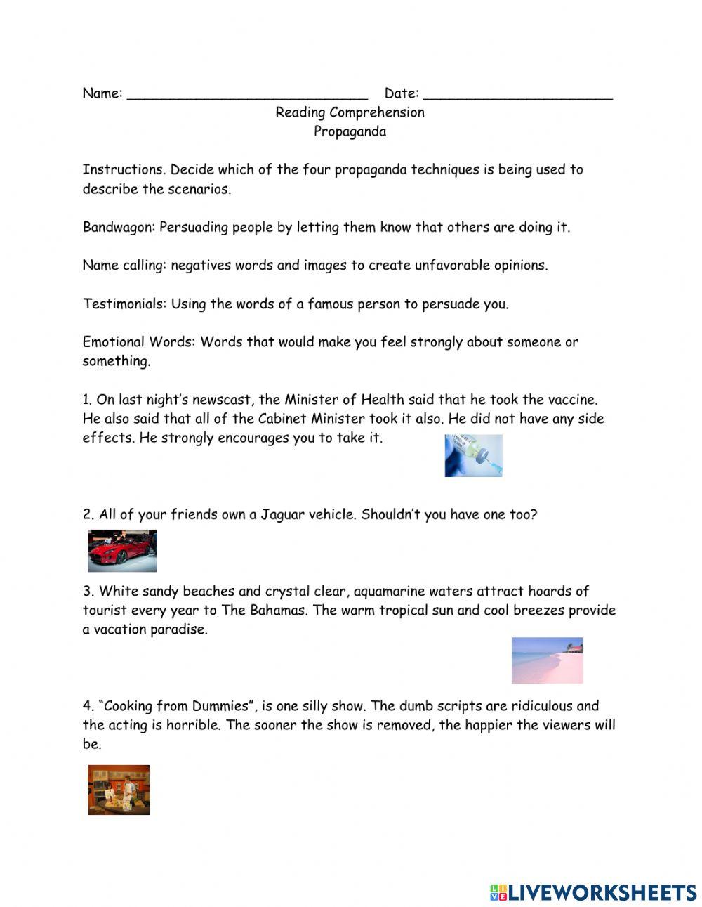 Propaganda Tech… | Free Interactive Worksheets | 769191