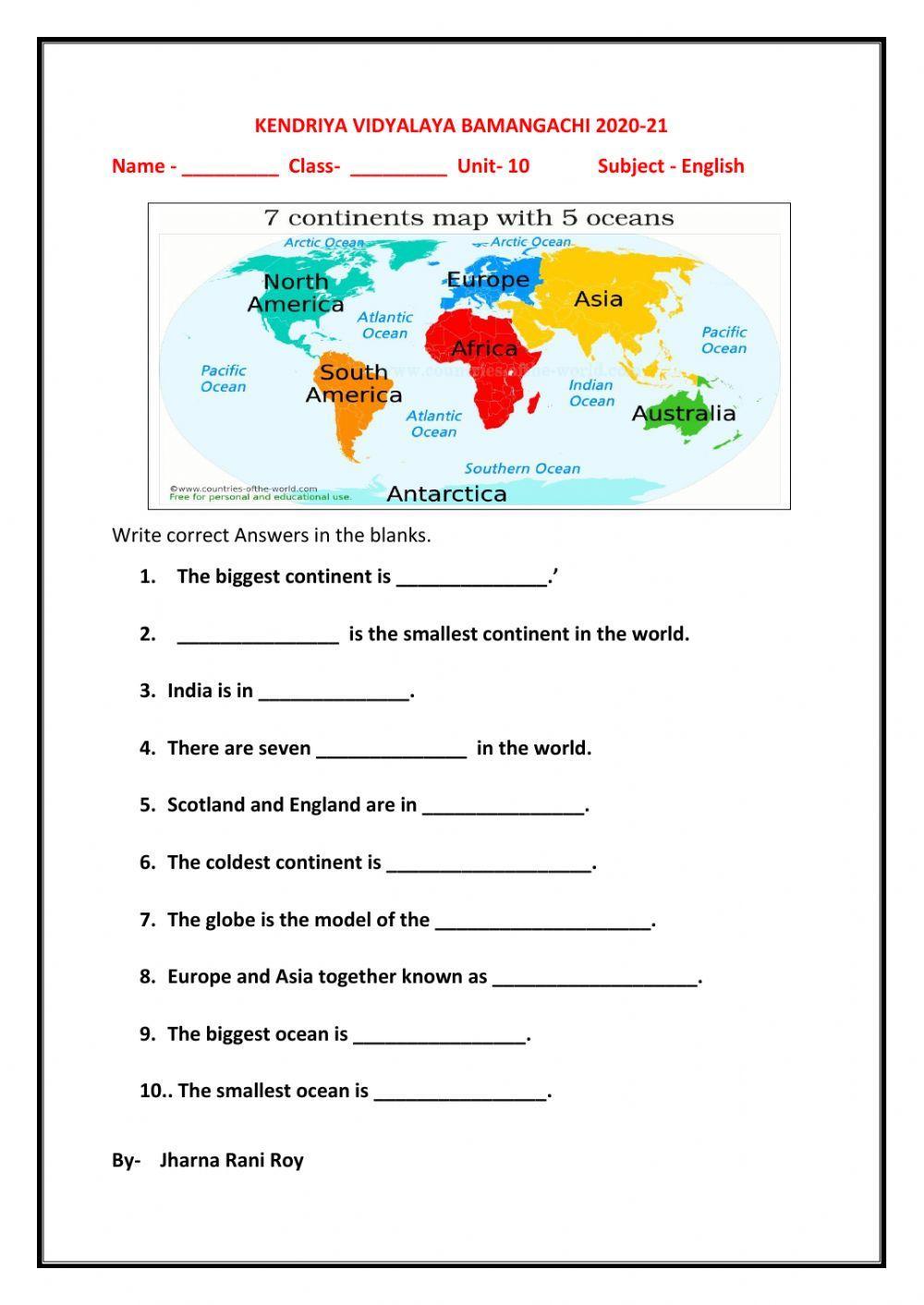 688552 | World map | Jharna Rani Roy | LiveWorksheets