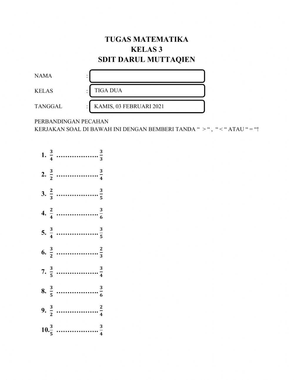 Matematika kelas 3 | Live Worksheets