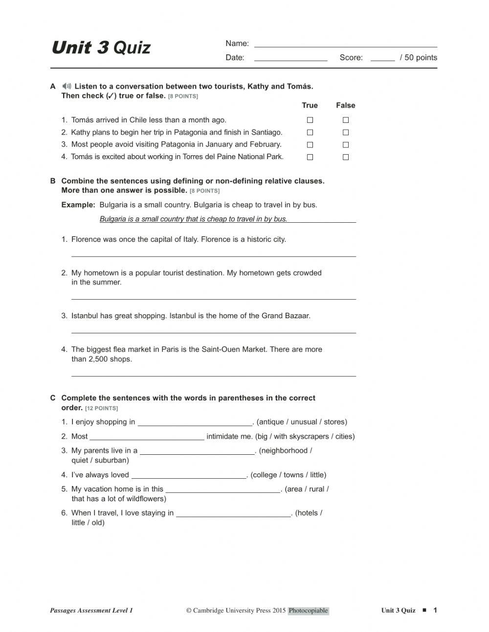 Course 17 Unit 3 Quiz Worksheet Live Worksheets