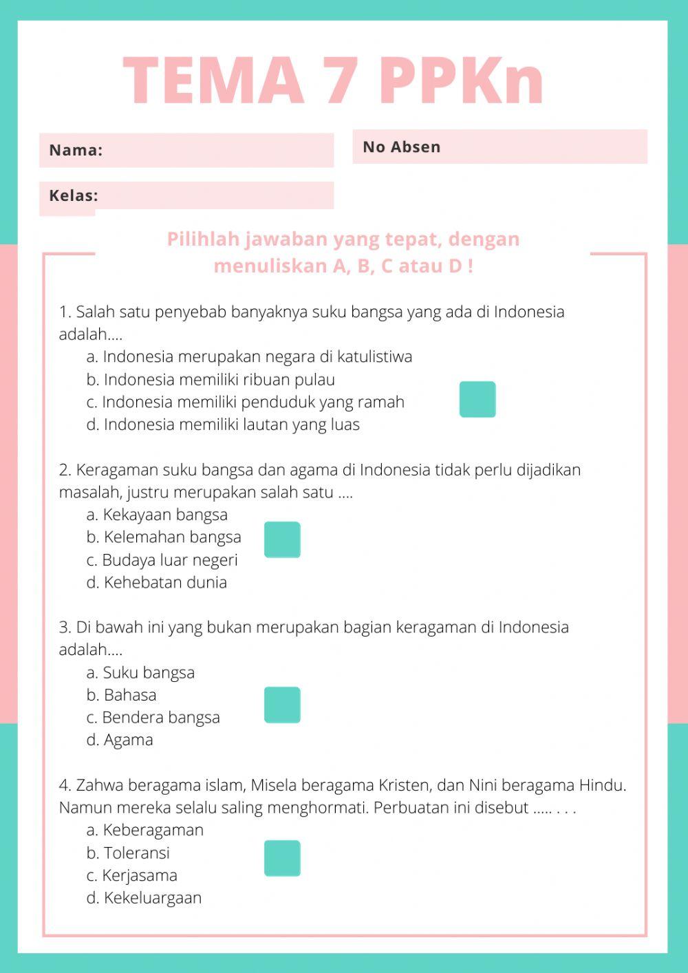 PPKn Tema 7 worksheet | Live Worksheets
