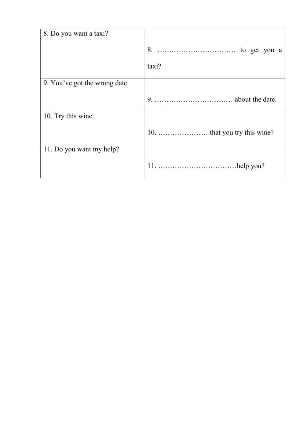 Restaurant interactive worksheet for 11 | Live Worksheets