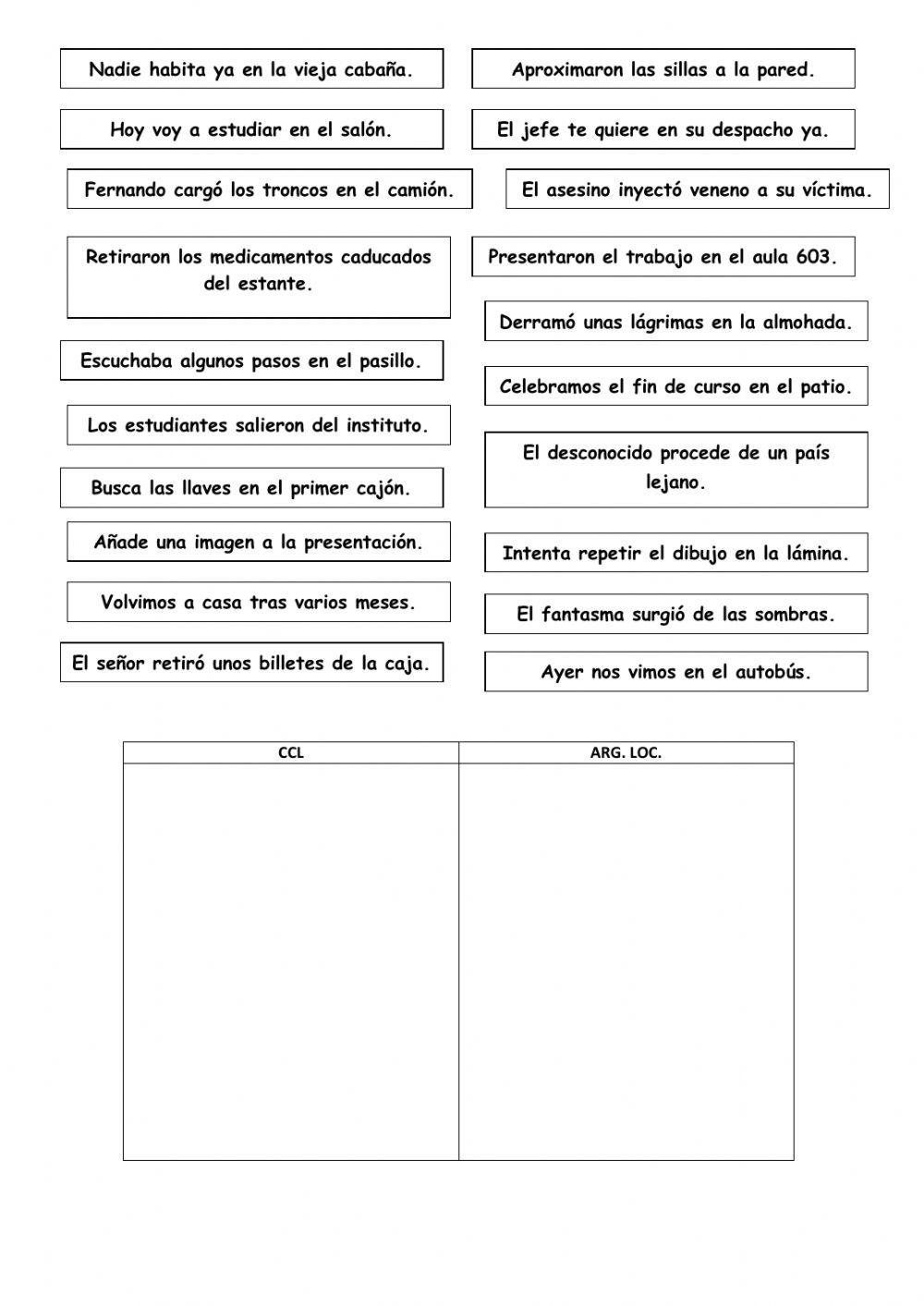 CCL o Arg. Loc worksheet | Live Worksheets