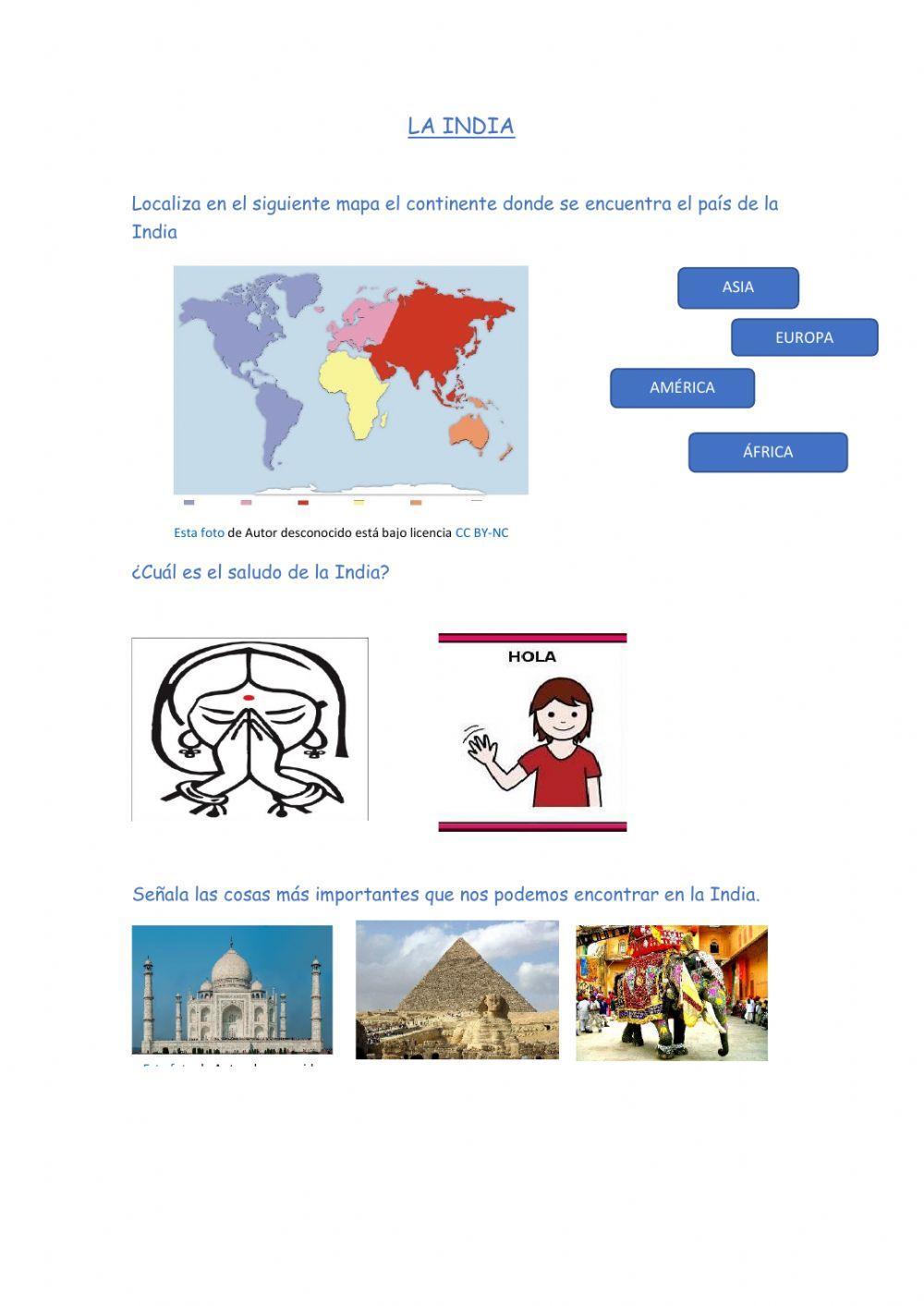 La india | Free Interactive Worksheets | 690758