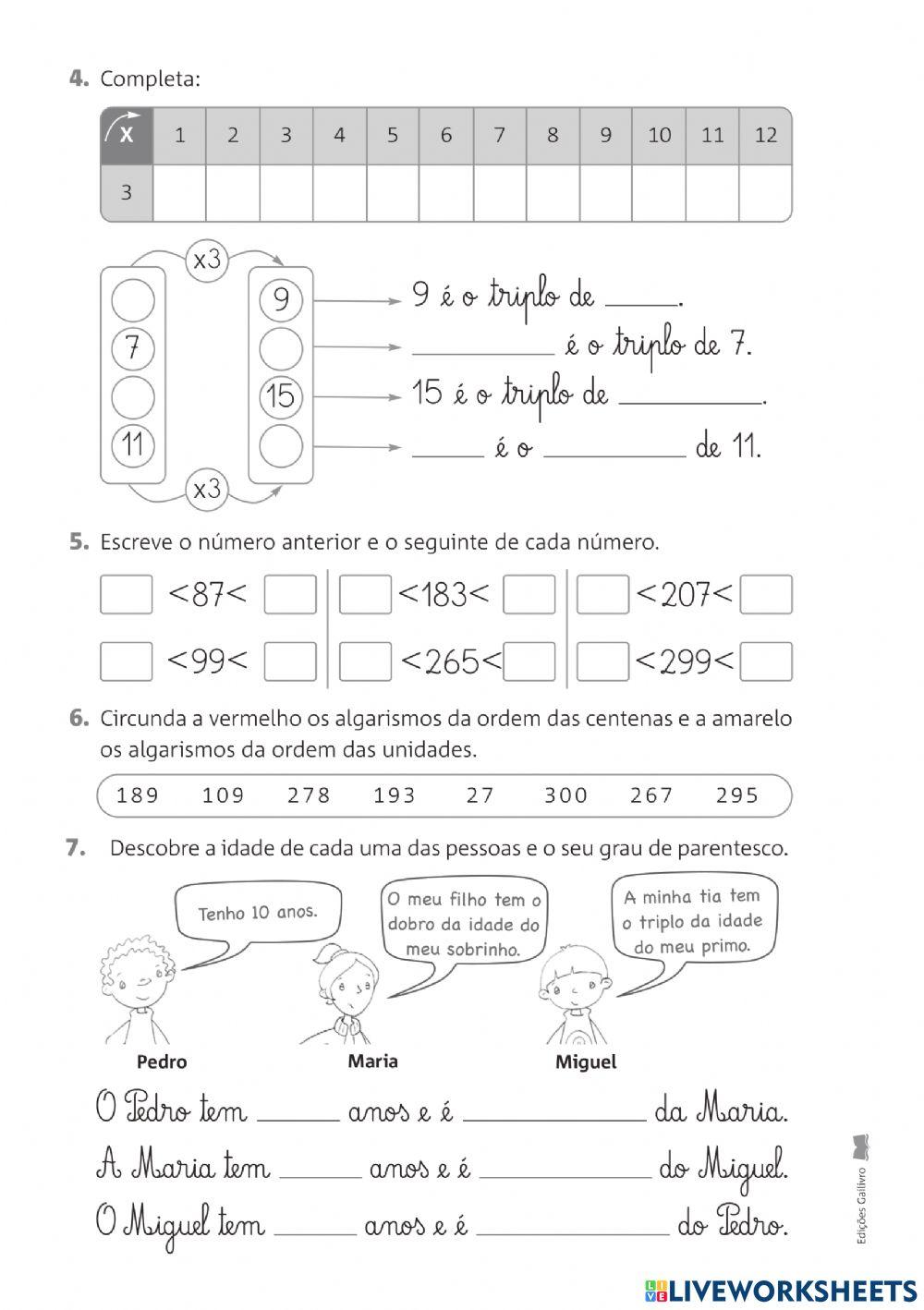 triplo online exercise for | Live Worksheets