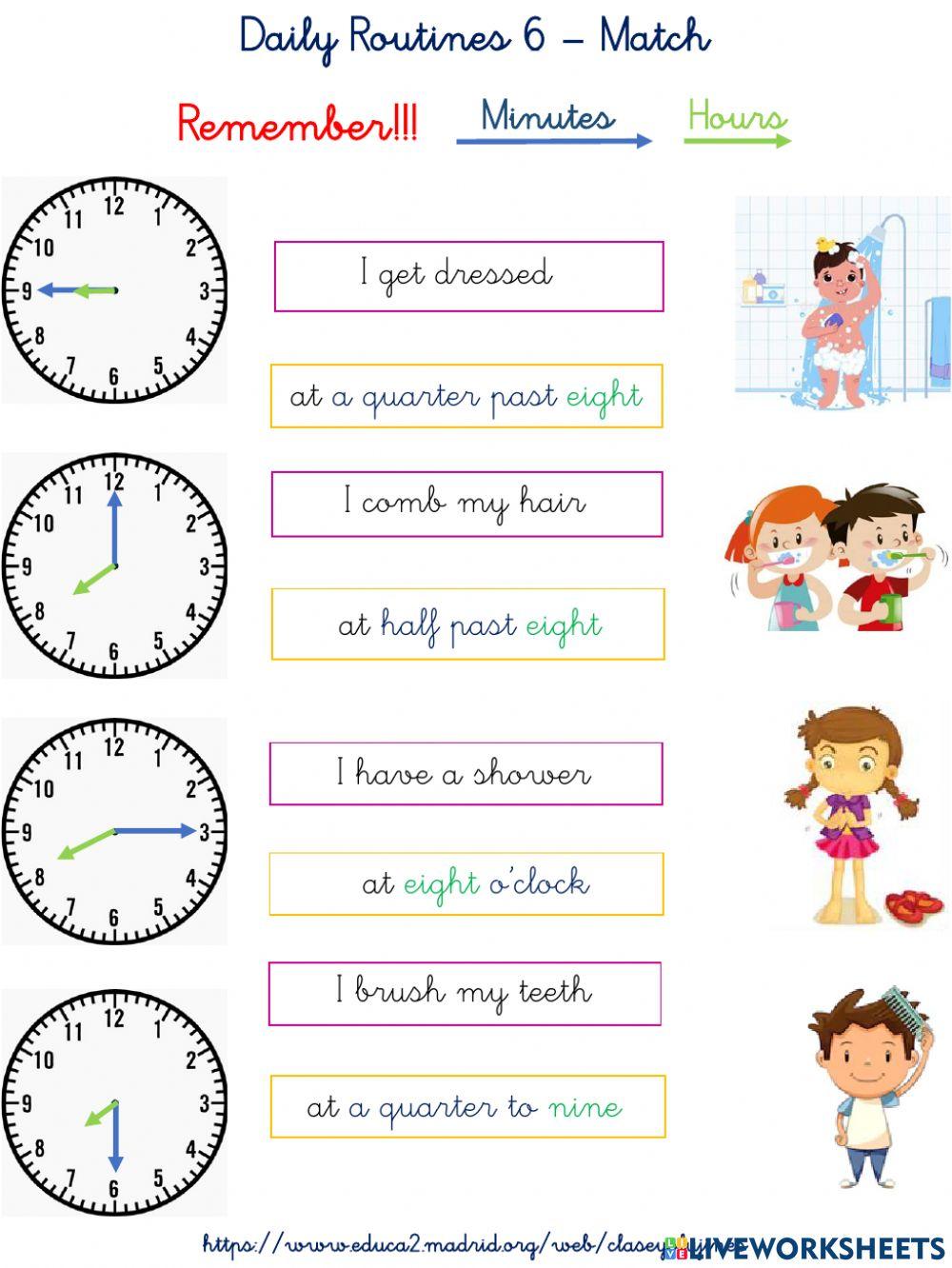 Daily routines 6 - Match | yolujines | Live Worksheets
