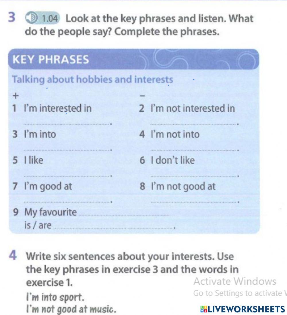 English Plus 1 textbook Exercise 3 and 4 page 4 worksheet | Live Worksheets