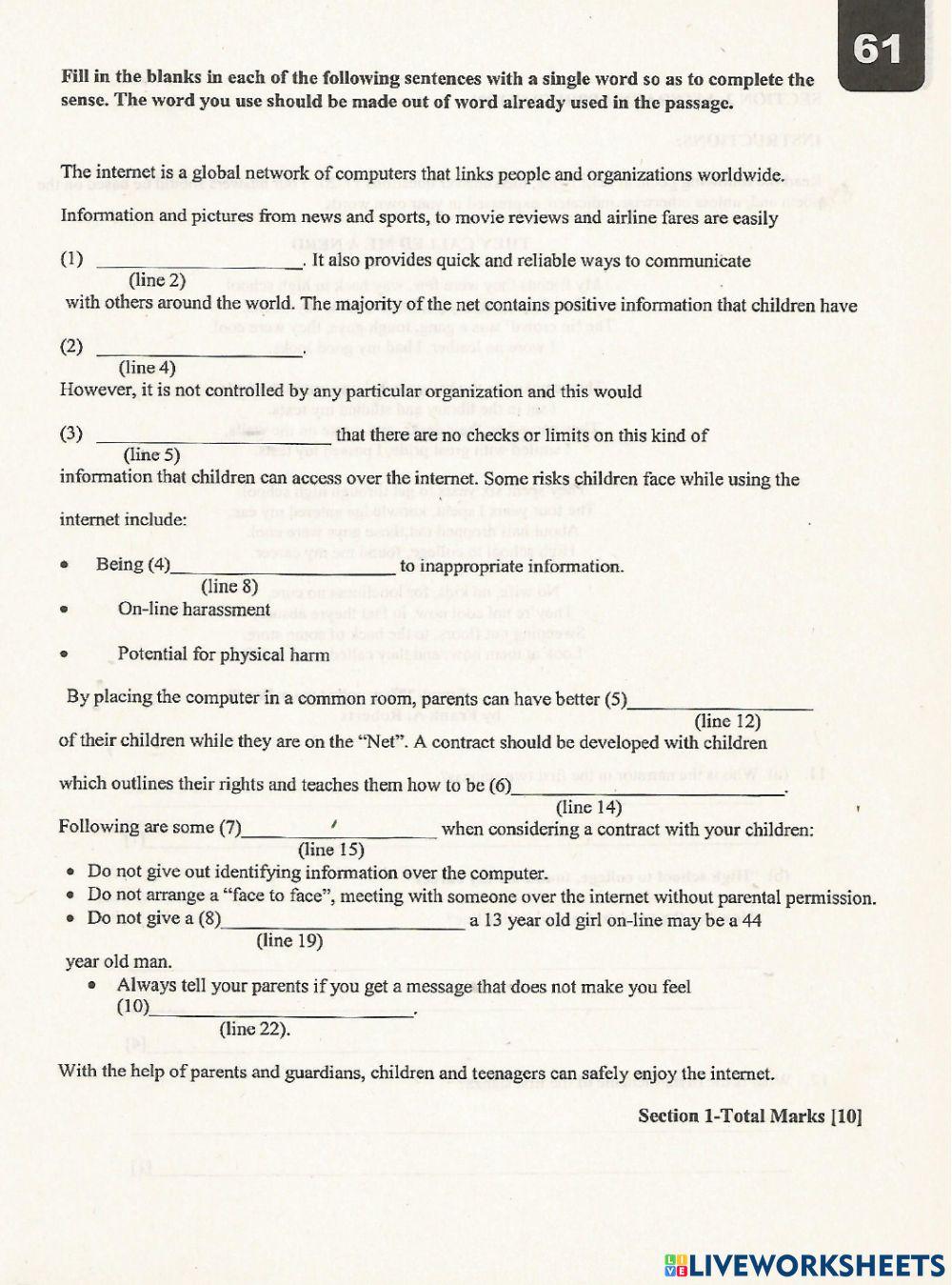 2010 BJC Englis… | Free Interactive Worksheets | 6401521