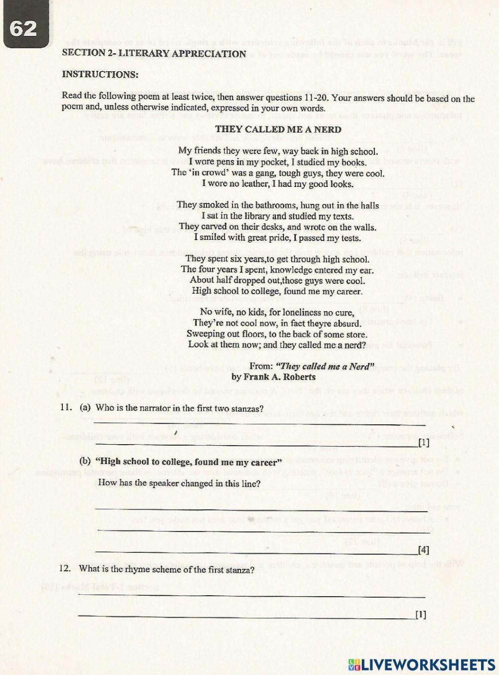 2010 BJC Englis… | Free Interactive Worksheets | 6401521