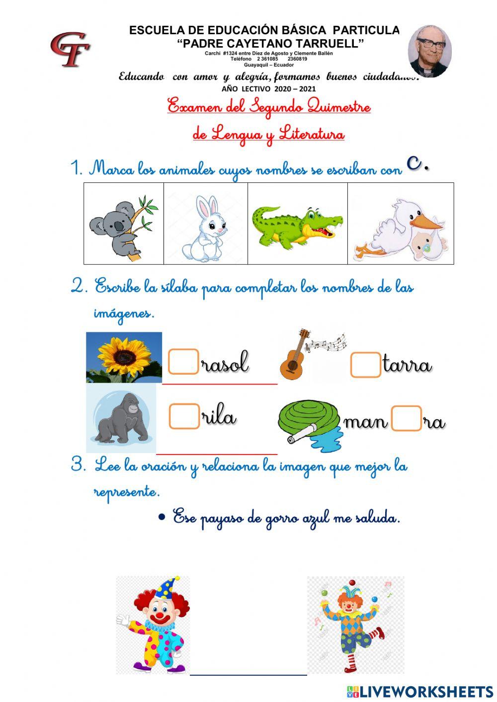 691744 | Examen de Lengua y Literatura 2do quimestre 691744 | Examen de Lengua y Literatura 2do quimestre