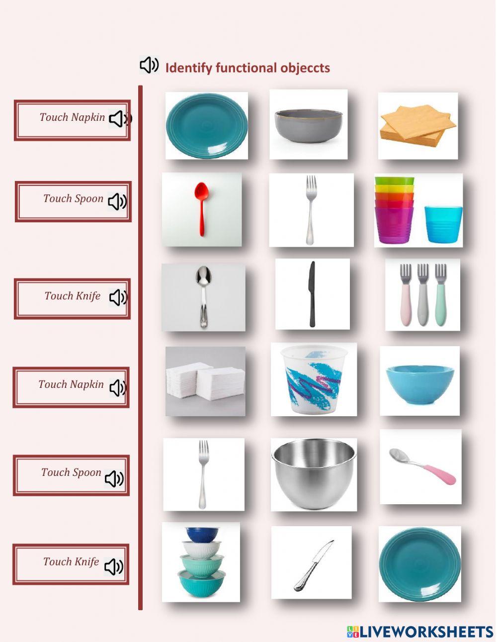 Indicate name objects - spoon, knife and napkin - 1.01 -Neo worksheet ...