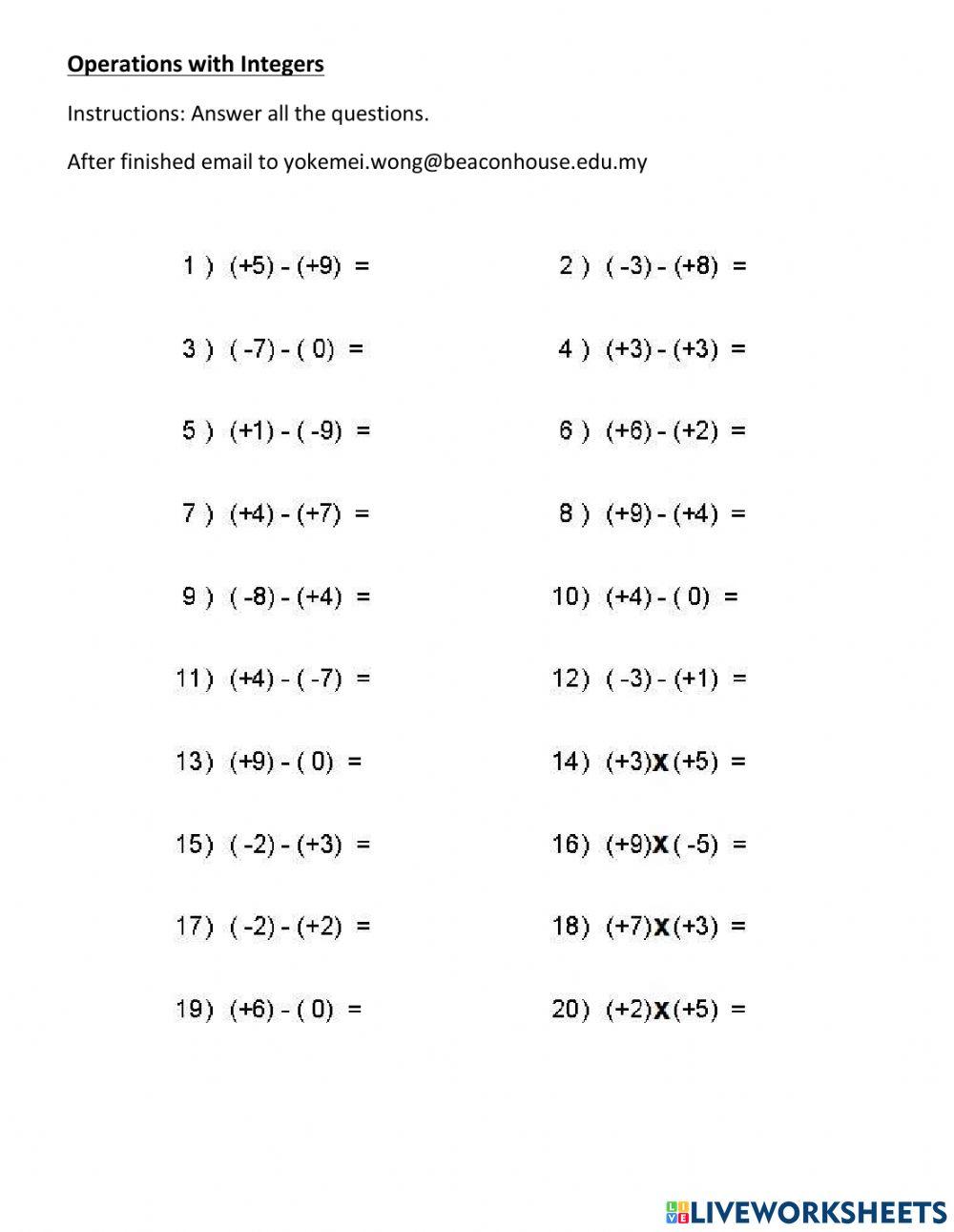 Operations with… | Free Interactive Worksheets | 691986