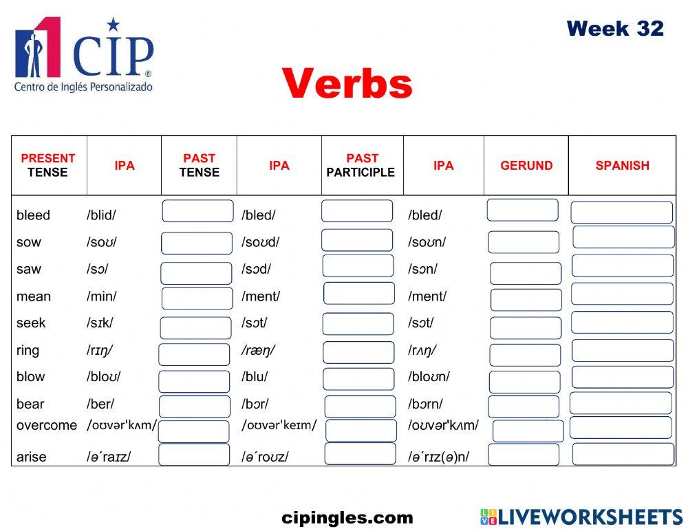 Verbs online exercise for Intermediate | Live Worksheets