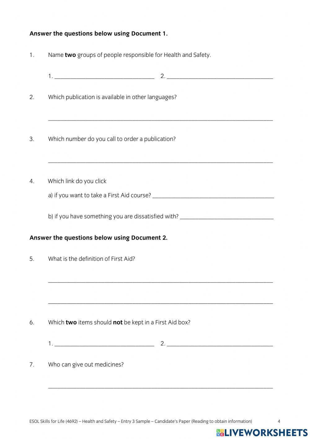 Entry 3 Reading… | Free Interactive Worksheets | 4692894