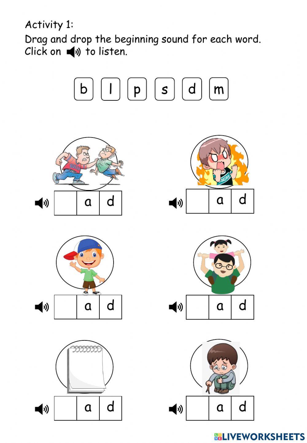 CVC -ad Family … | Free Interactive Worksheets | 855828