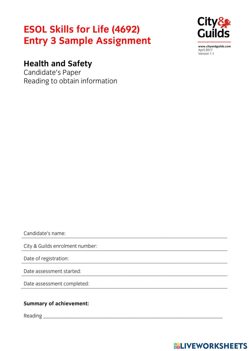 Entry 3 Reading… | Free Interactive Worksheets | 6402688