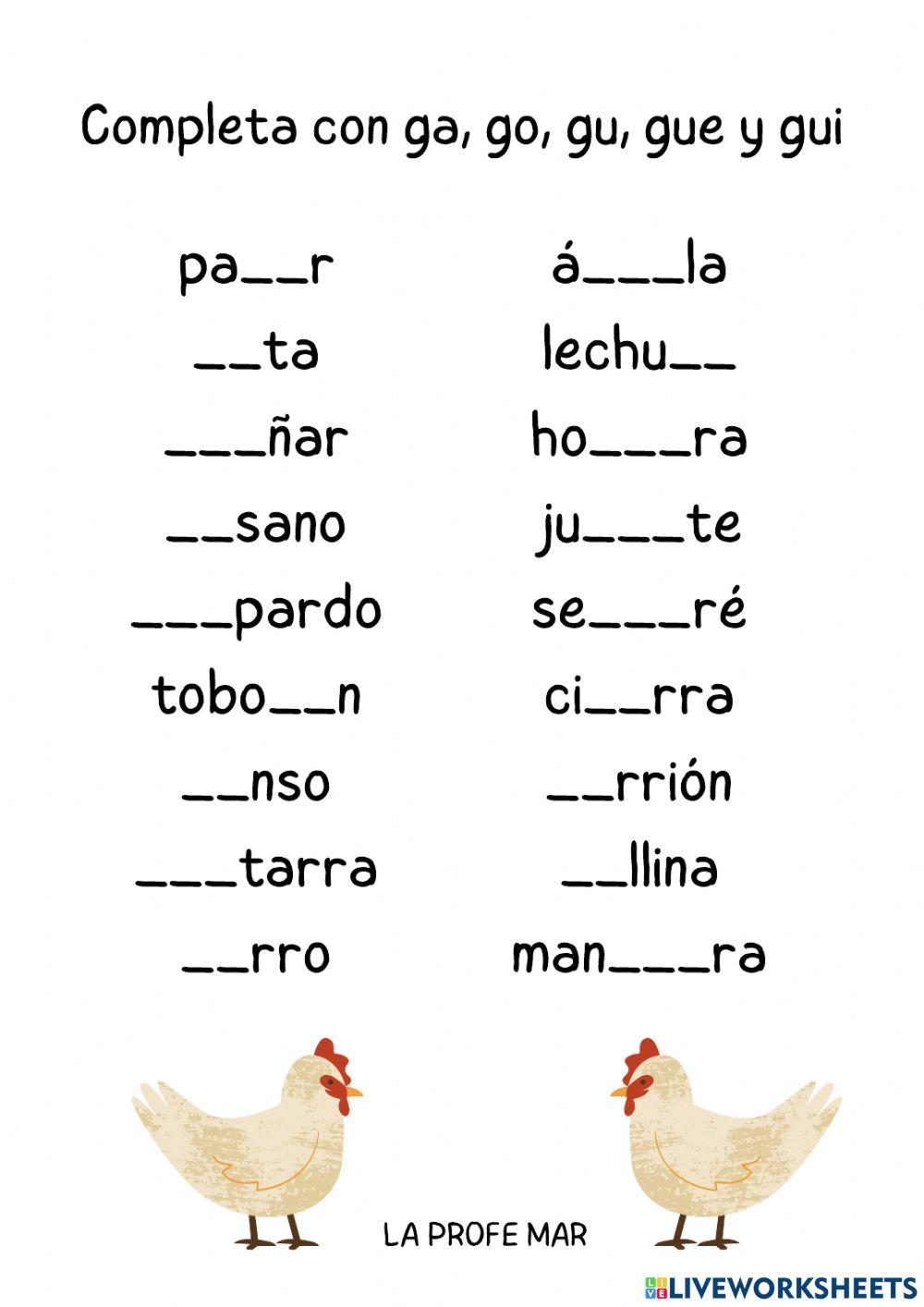 Ortografía G 693303 | MARCENIT | Live Worksheets