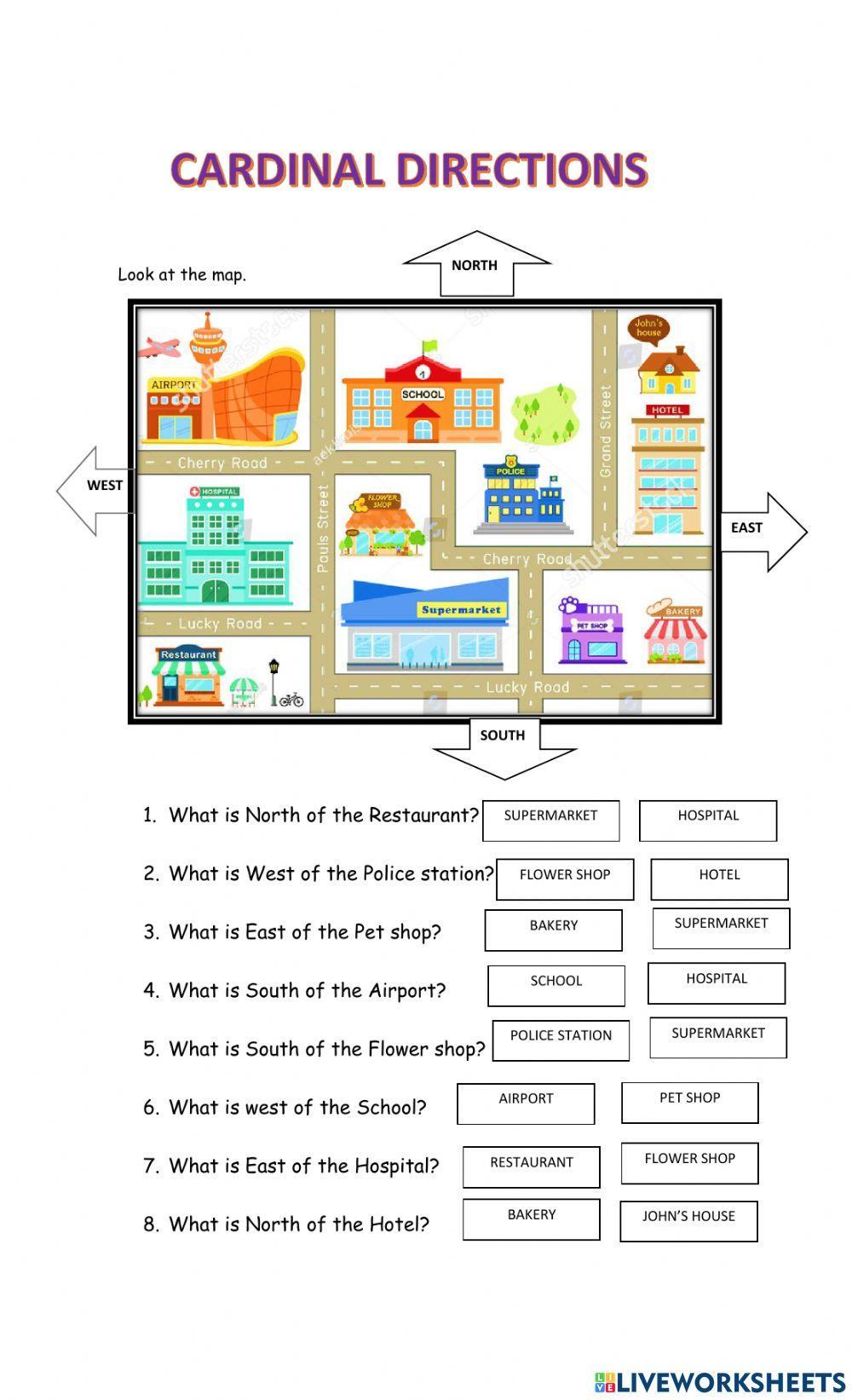 Map Directions Worksheet