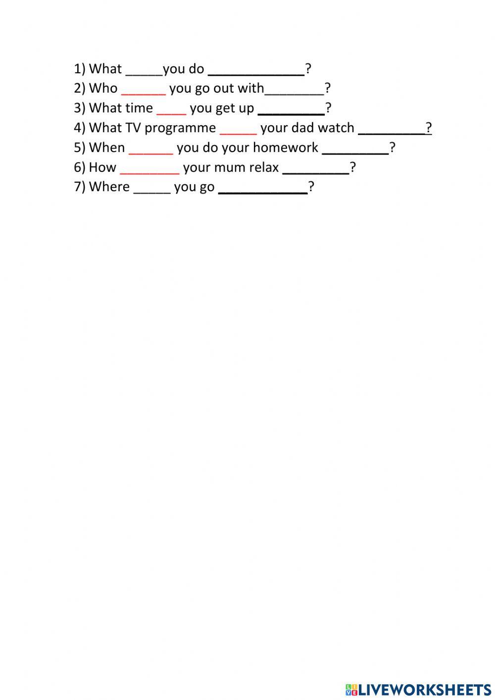 Present simple - questions online exercise | Live Worksheets