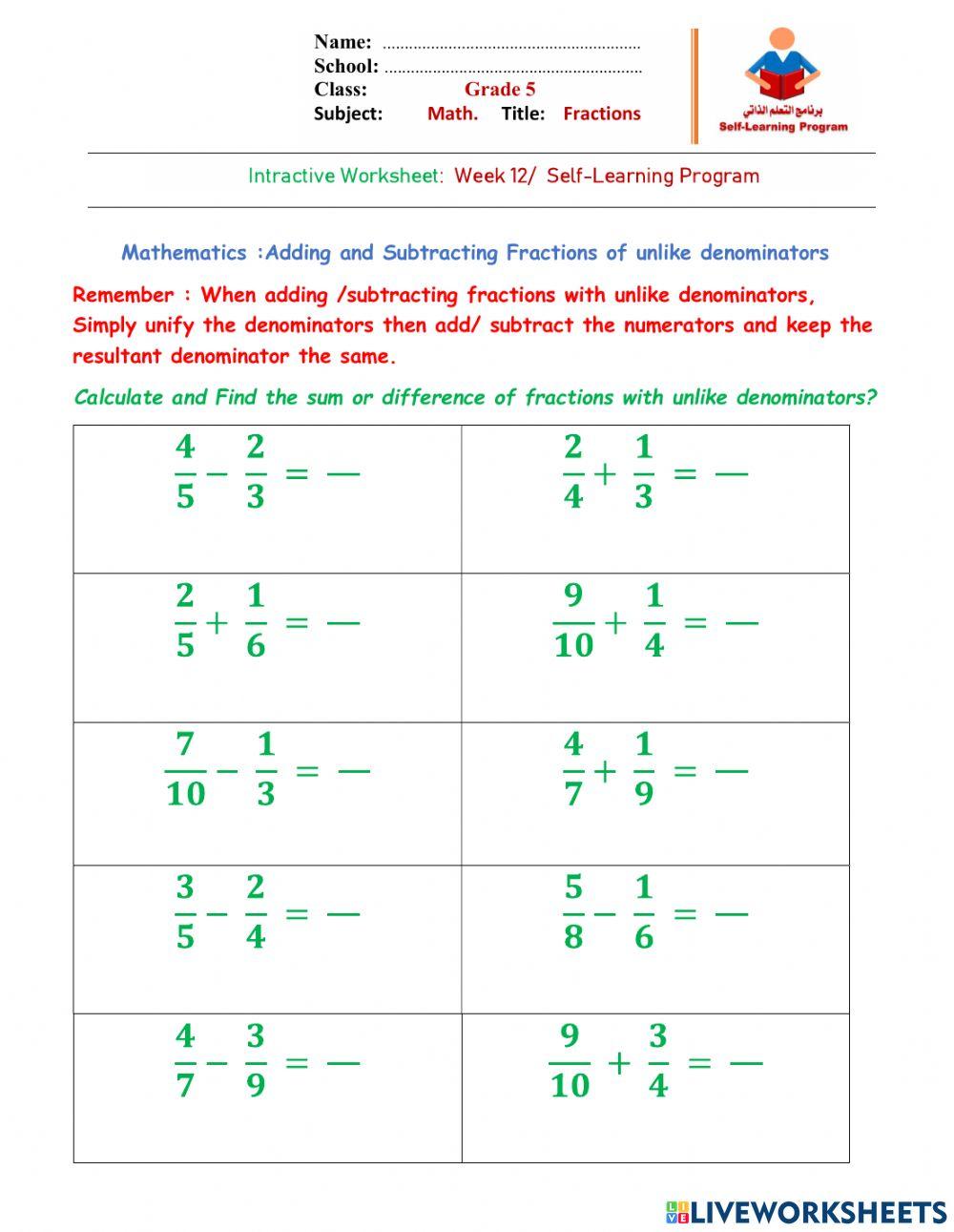 W12mathg5 worksheet | Live Worksheets