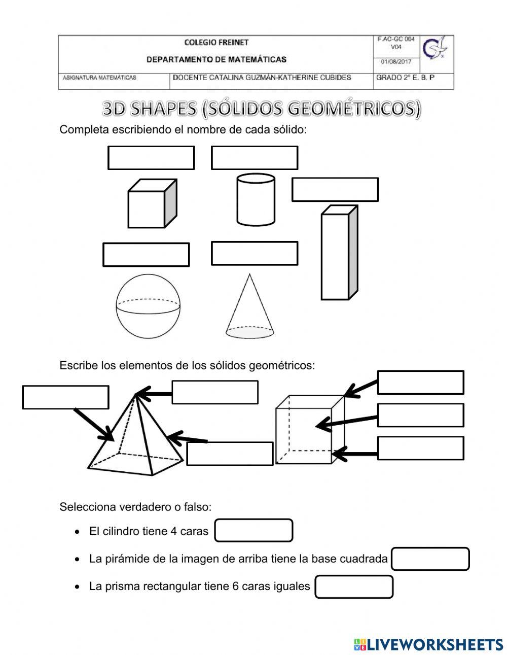 3d shapes 0421 | catalina guzman | Live Worksheets