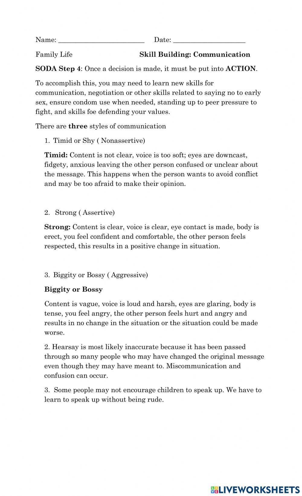 Communication online exercise for | Live Worksheets