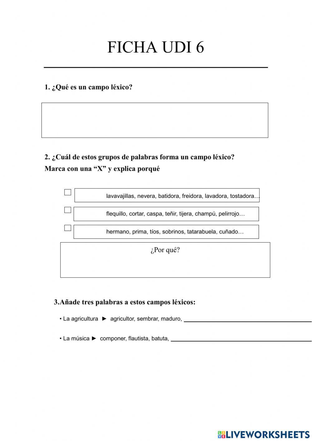 Ficha udi 6 worksheet | Live Worksheets