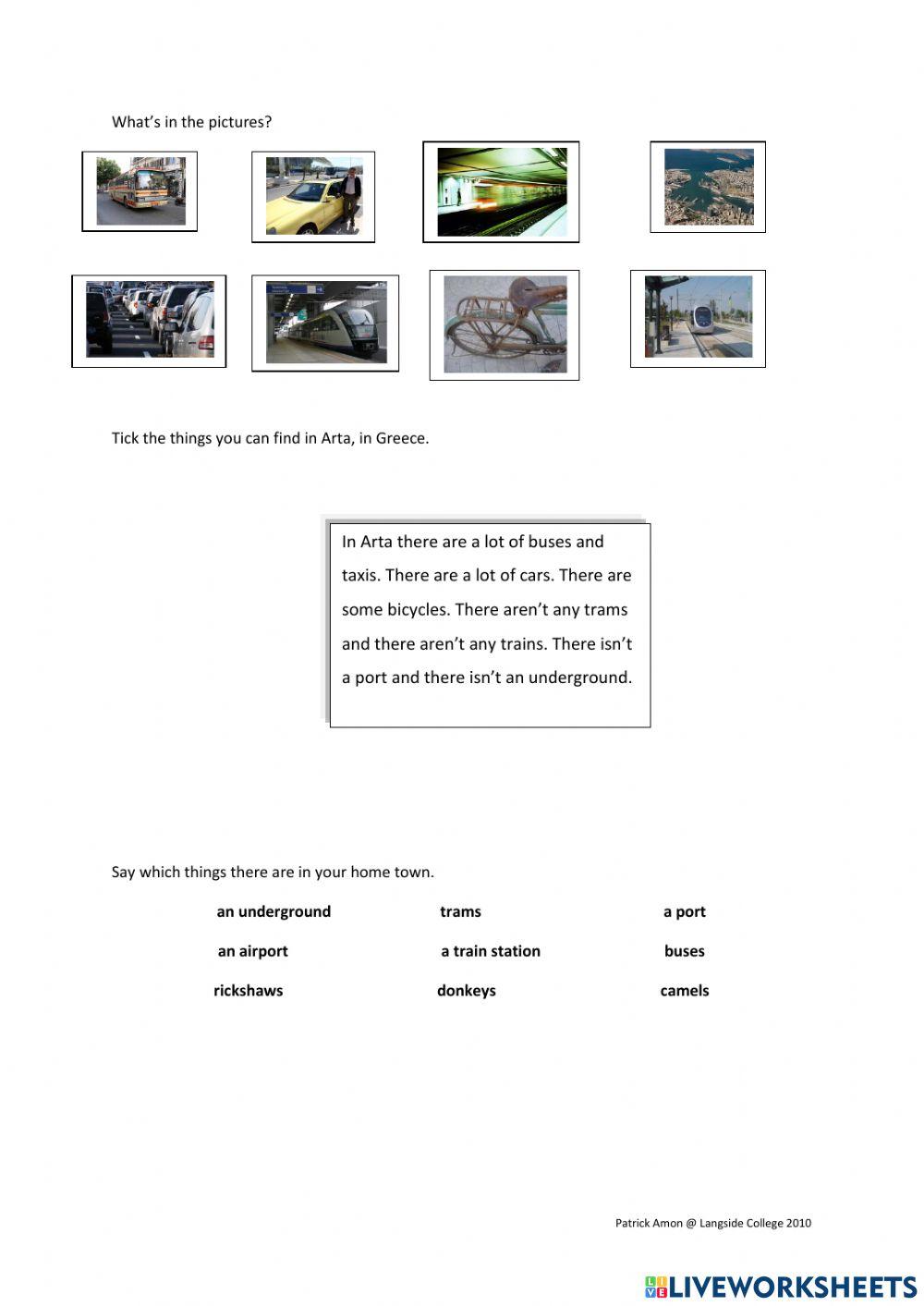 Transport exercise for elementary | Live Worksheets