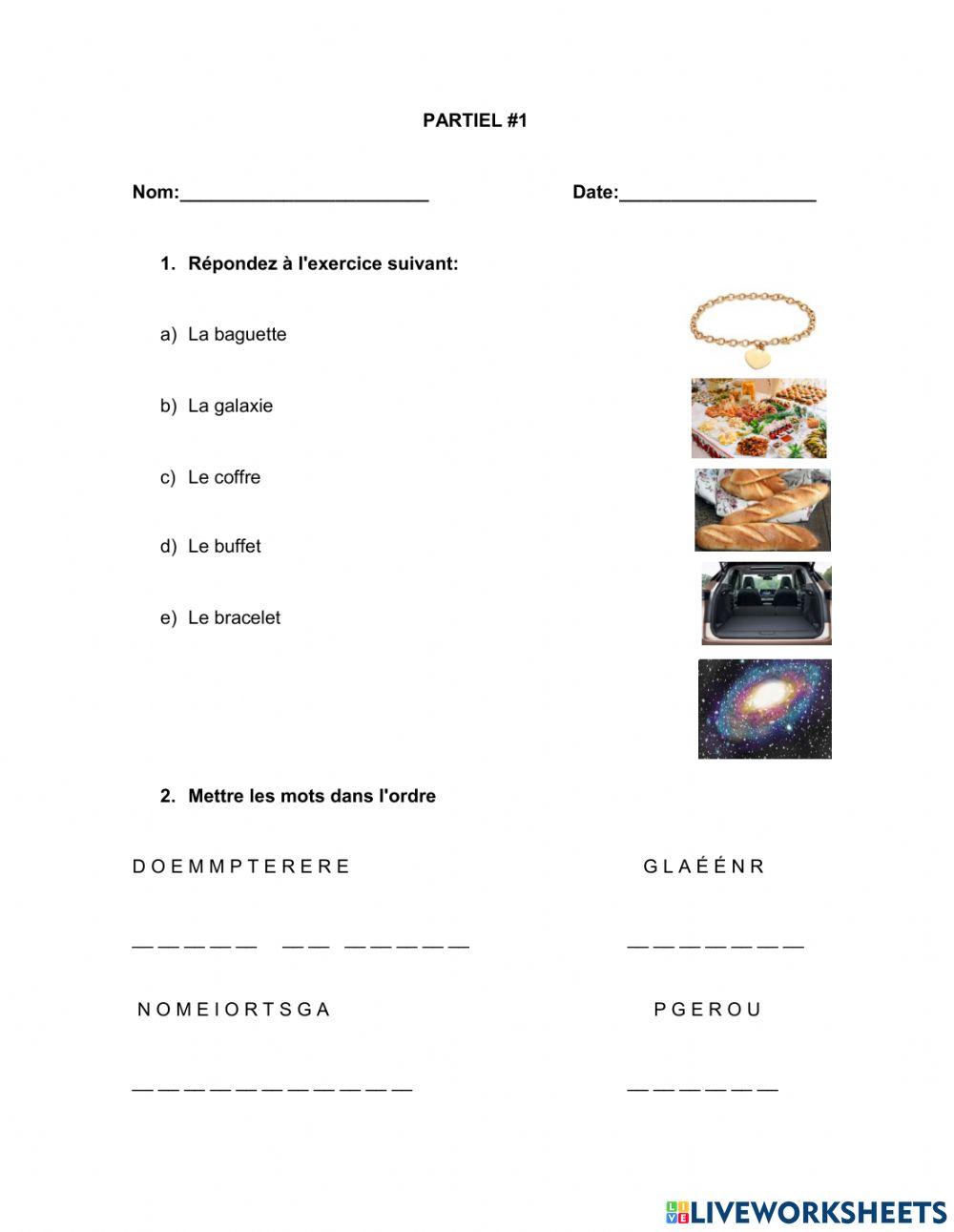 Partiel worksheet | Live Worksheets
