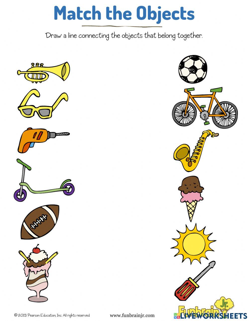 Match same obje… | Free Interactive Worksheets | 695066