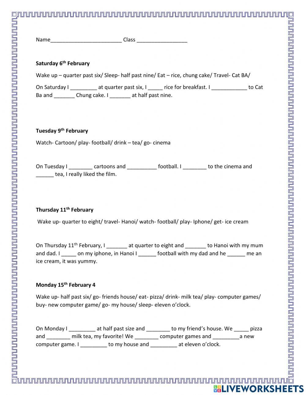 Past tense worksheet for 3 | Live Worksheets