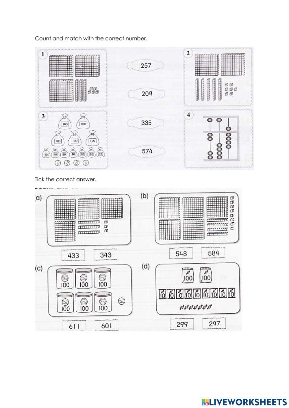 Number value online worksheet for 2 | Live Worksheets