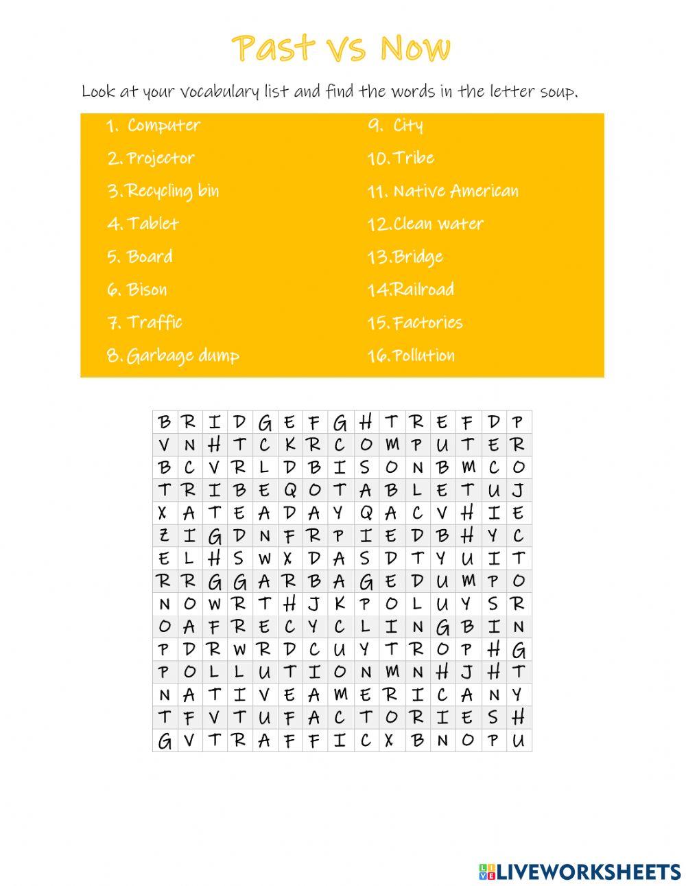 Past vs now worksheet | Live Worksheets